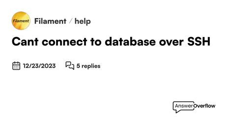 Cant Connect To Database Over Ssh Filament