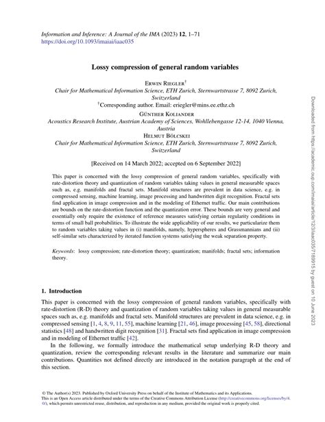 Pdf Lossy Compression Of General Random Variables