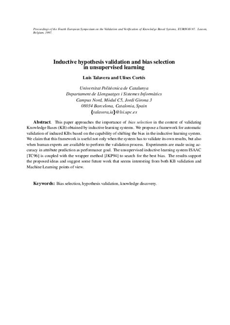 Pdf Inductive Hypothesis Validation And Bias Selection In