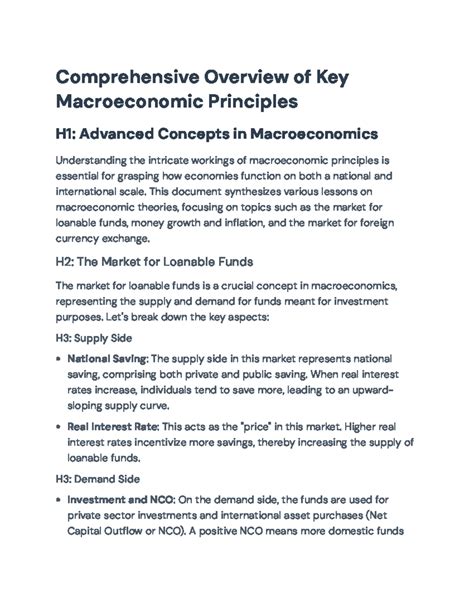Advanced Macroeconomic Principles Overview For Economic Analysis