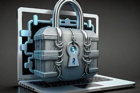 Concept Of Cyber Security Locked Padlock On The Laptop Stock