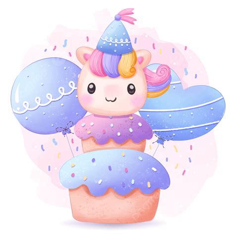 귀여운 유니콘 생일 파티 그림 벡터 생신 축하 행복하다 Png 일러스트 및 벡터 에 대한 무료 다운로드 Pngtree