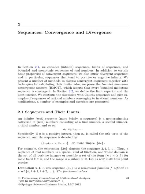 Sequences Convergence And Divergence Pdf Pdf Sequence Monotonic Function