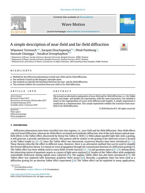 A Simple Description Of Near Field And Far Field Diffraction Pdf Pdf