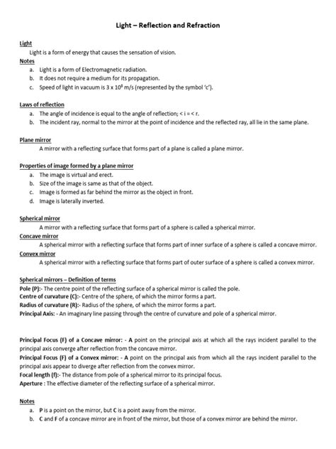 Noteslight Pdf Light Reflection Physics