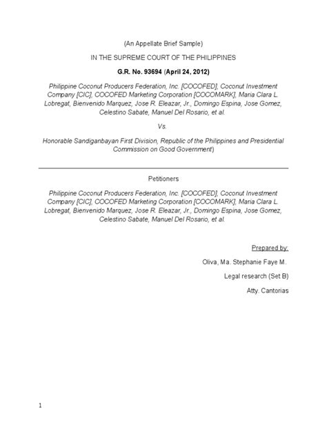 An Appellate Brief Sample Corazon Aquino Lawsuit