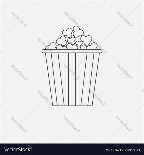 Popcorn Box Icon Cinema Movie Line In Flat Vector Image