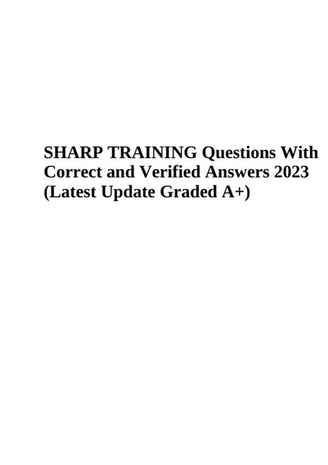 sharp training exam questions with verified answers latest update