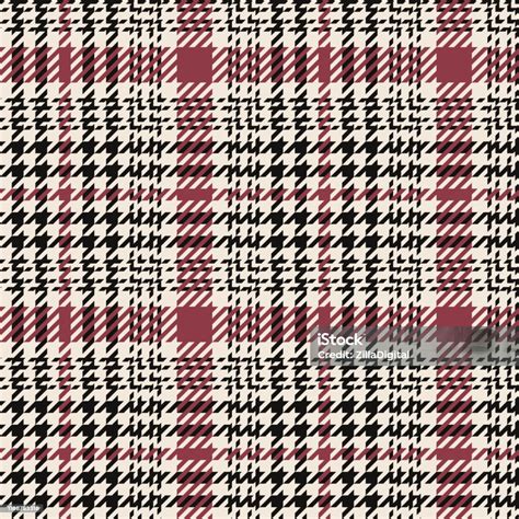 글렌 격자 무늬 패턴 코트 스커트 재킷 또는 다른 현대 가을 겨울 패션 옷 인쇄에 대한 검은 색 분홍색 빨간색 오프 화이트에서 클래식 원활한 사냥개 치아 타탄 체크 격자