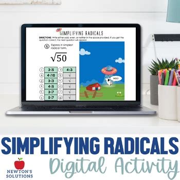 Simplifying Radicals Digital Activity By Newton S Solutions TPT