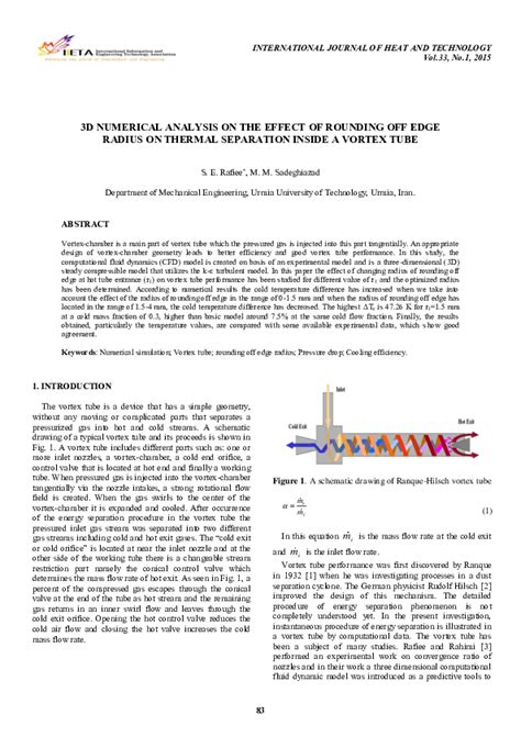 Pdf 3d Numerical Analysis On The Effect Of Rounding Off Edge Radius On Thermal Separation