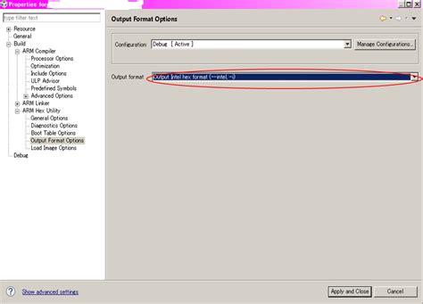 ccs how to create intel hex format file for our specific device code