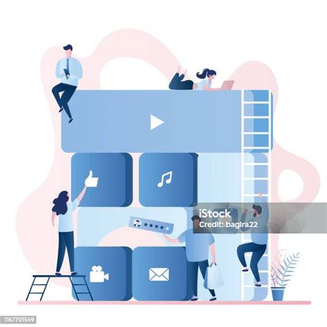 응용 프로그램 저장소 또는 앱 개발 사용자 그룹은 인터페이스의 일부와 상호 작용합니다 개발에 대한 스톡 벡터 아트 및 기타