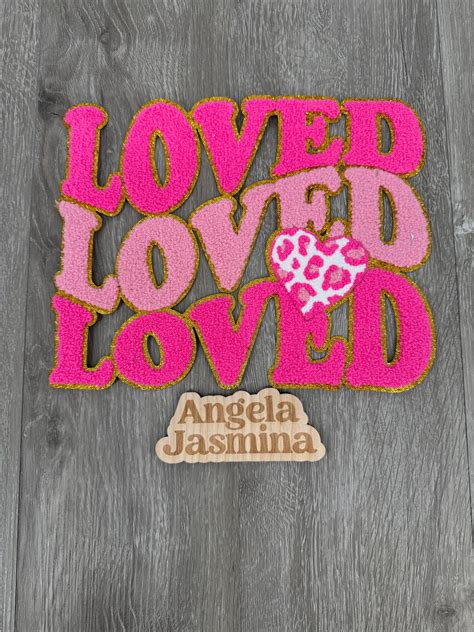 Loved Stacked Pink Chenille Patch Angela Jasmina