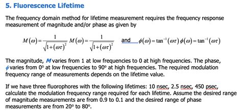 Solved The Frequency Domain Method For Lifetime Measurement