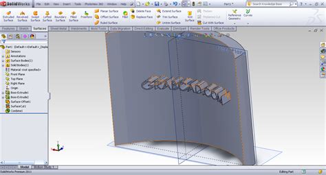 Tutorial Using Surface Cut Feature For Bossing Text In Solidworks
