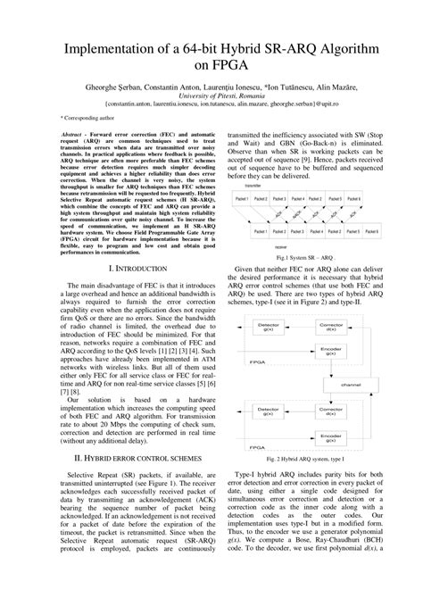 Pdf Implementation Of A 64 Bit Hybrid Sr Arq Algorithm On Fpga