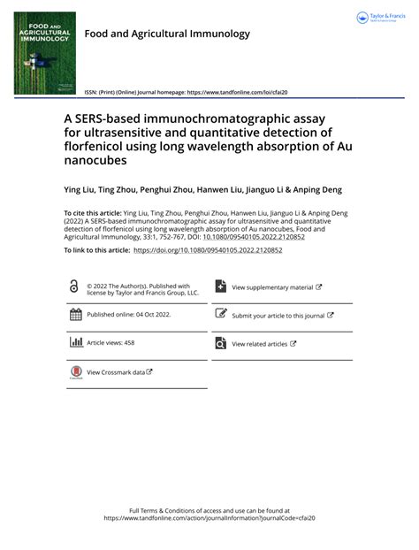 Pdf A Sers Based Immunochromatographic Assay For Ultrasensitive And