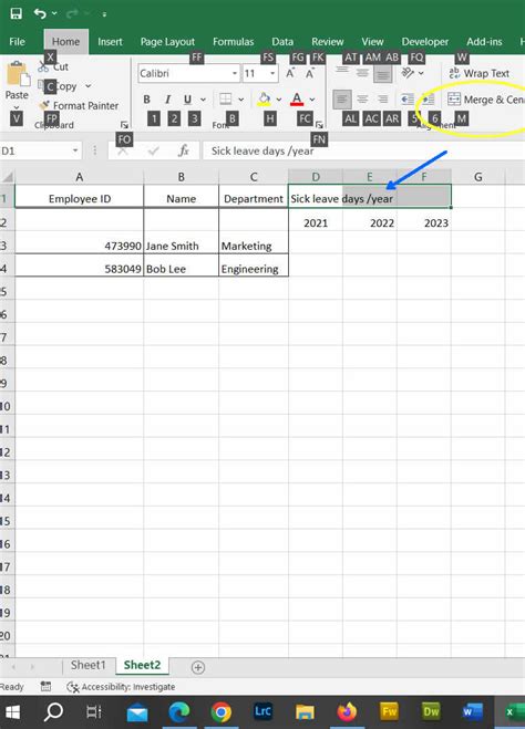 Merge And Center Shortcut In Excel