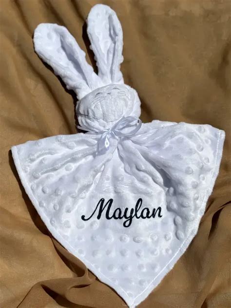 Doudou Lapin Personnalisé Tissu Minky Ultra Moelleux