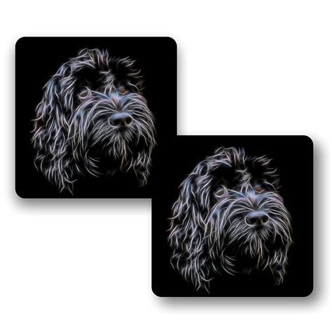 Black Cockapoo Coasters Set Of 2 With Stunning Fractal Art Etsy Uk