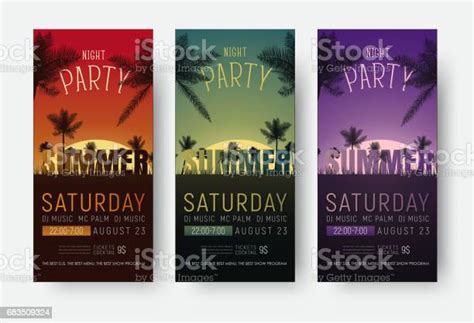 여름 파티에 대 한 전단지 서식 파일이입니다 수직 배너 디자인 공휴일에 대한 스톡 벡터 아트 및 기타 이미지 공휴일 나무 나이트클럽 Istock