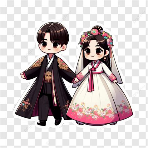 한복과 한국의 웨딩 스티커 한복과 한국의 웨딩 스티커 한복의 날 한글날 Png 일러스트 및 이미지 에 대한 무료 다운로드 Pngtree