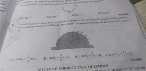 A Small Block Slides Down From Rest At Point A On The Surface Of A Smooth