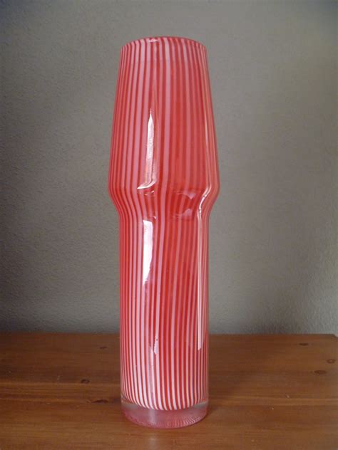 Red White Striped Vase Murano