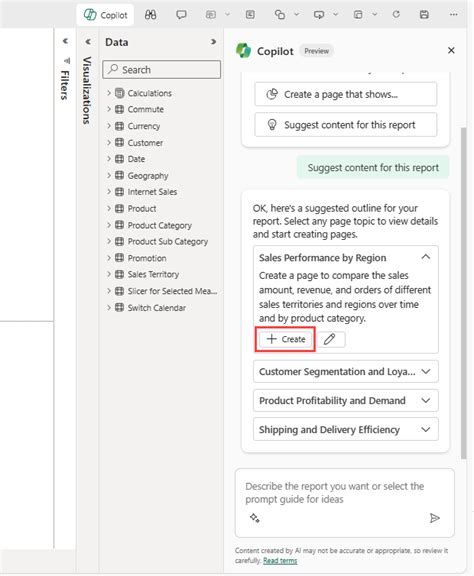 Creación de informes en el servicio Power BI con Copilot Power BI Microsoft Learn