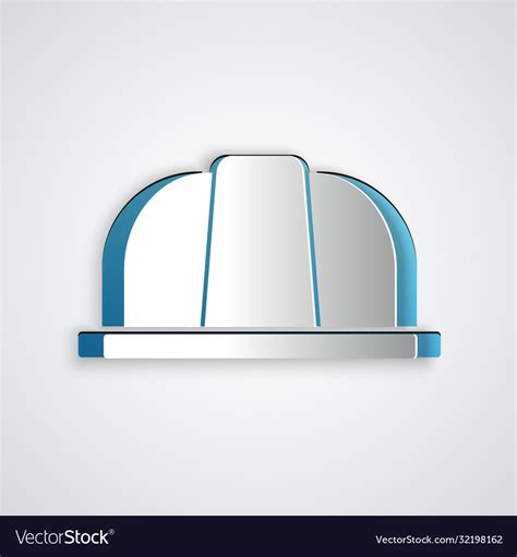 Paper Cut Worker Safety Helmet Icon Isolated Vector Image