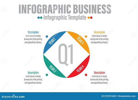 4 Steps Modern Timeline Diagram Calendar With Yearly Workflow And Circles Presentation Vector