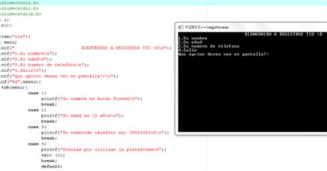 Tareas De Programación Ejercicio Con Función Switch Menú