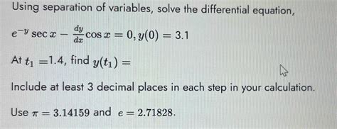 Solved Using Separation Of Variables Solve The Differential