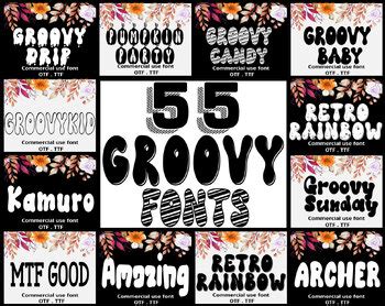 Retro Font Bundle Retro Groovy Font Bundle Font Bundle Fonts Vintage