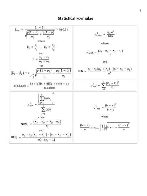 Statistical Formulas And Tables New Pdf