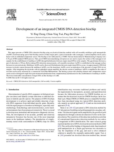 Pdf Cmos Biochip For Dna Detection With Aunps