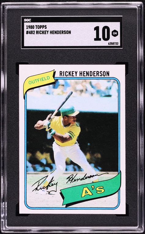 1980 Topps Rickey Henderson Rookie 482 Sgc 10 Gem Mint On Fanatics Collect