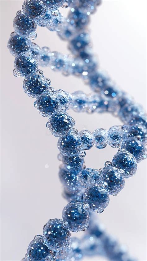 Intricate Structure Of Blue Dna Strands Glistening Under Bright Light