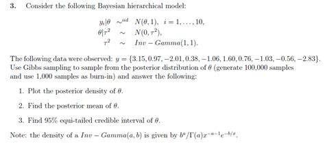 3 Consider The Following Bayesian Hierarchical