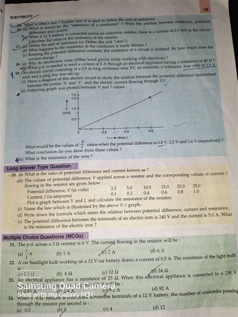 Multiple Choice Questions Mcqs 21 The Pd Across A 3Ω Resistor Is 6 V