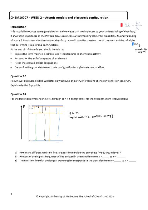 W2 Tutorial © Copyright University Of Melbourne The School Of Chemistry 202 3 8 Chem10007