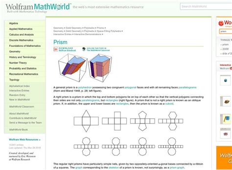 Wolfram Math World Prism Unit Plan For 9th 10th Grade Lesson Planet