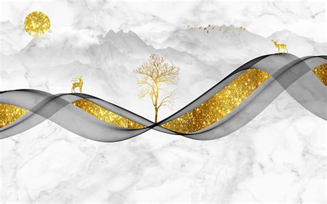 현대 캔버스 아트 벽화 벽지 풍경 대리석 흰색 배경에 황금색과 회색의 곡선 선 태양 구름이 있는 나무 3d 프레임 벽 예술 0명에 대한 스톡 사진 및 기타 이미지 Istock