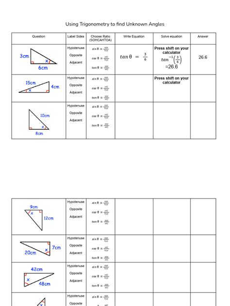 Using Trigonometry To Find Unknown Angles Pdf Trigonometry Elementary Geometry