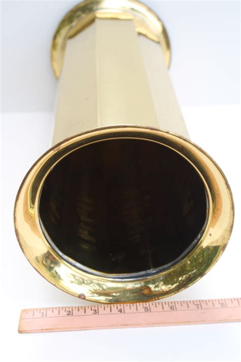English Brass Umbrella Stand Arts And Crafts Aesthetic Vintage Paneled