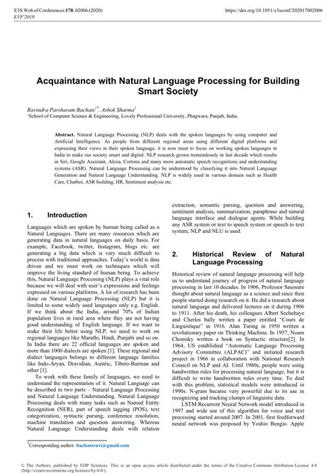Pdf Acquaintance With Natural Language Processing For Building Smart