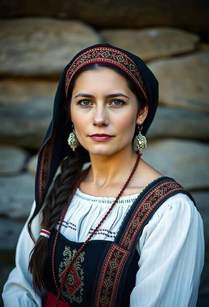 Featuring Albanian Woman In Traditional Attire Premium Ai Generated Image
