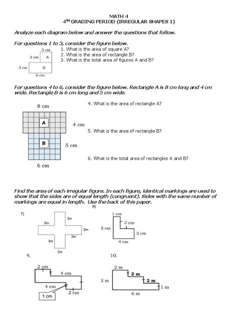 Math 4 Area Of Irregular Shapes Pdf Worksheets Library