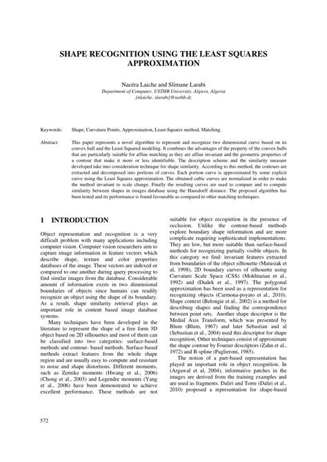 Pdf Shape Recognition Using The Least Squares Approximation